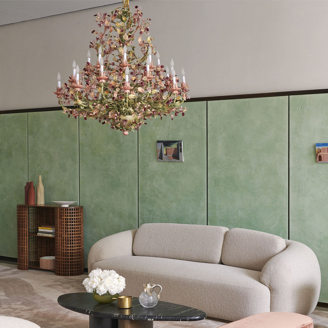 261 24-Light Floral Polychrome Chandelier Mechini | Artemest