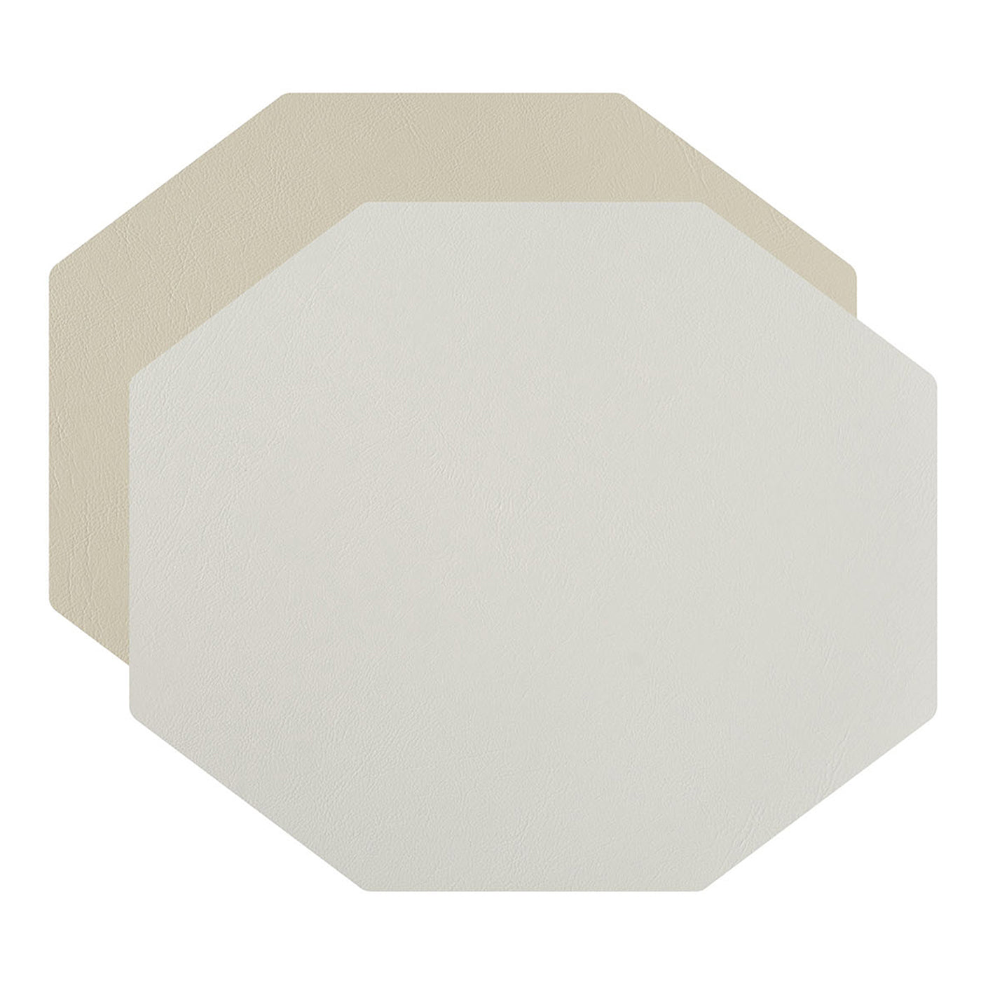 Set de 2 sets de table double face en panna cotta et cuir blanc #1 ADJ ...