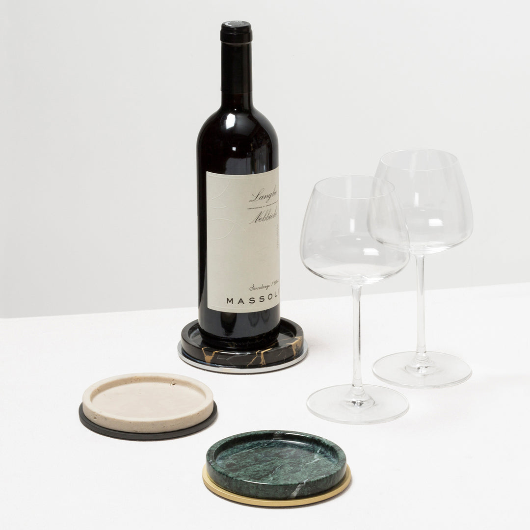 Positano White Marble Bottle Coaster Giobagnara | Artemest