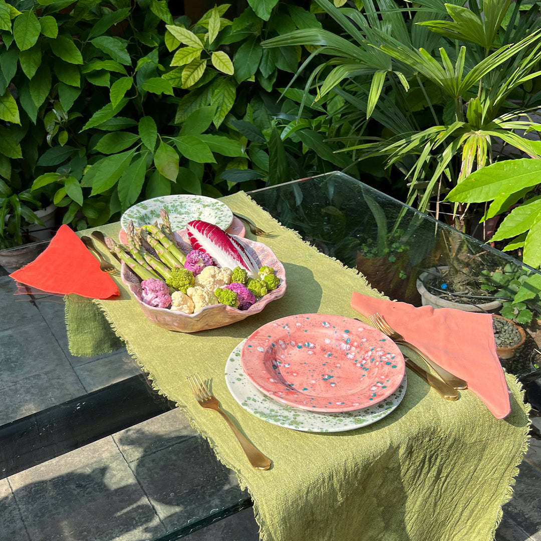 Coral Mottled Soup Plate Giovanna La Falce | Artemest