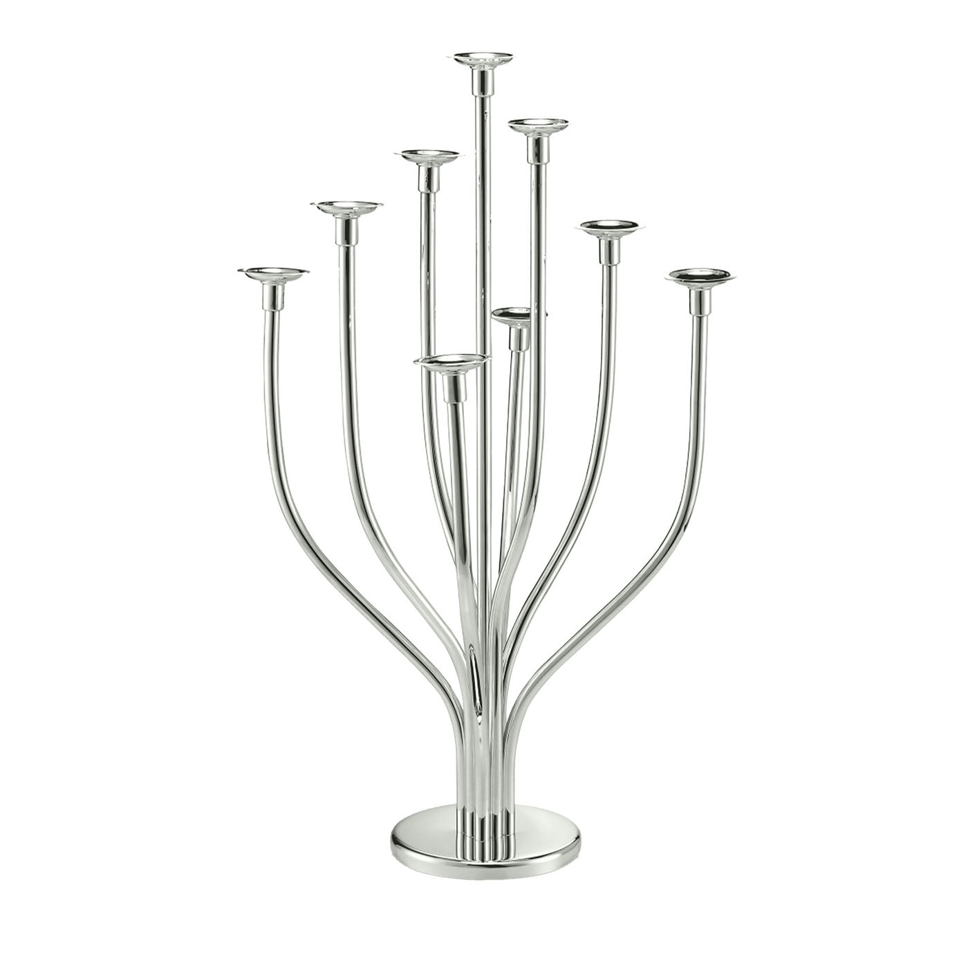 Essentia Round 9-Arm Silver Candelabra Schiavon | Artemest