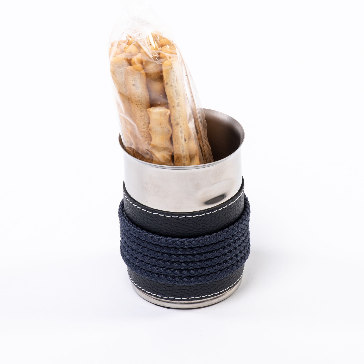 Breadstick Holder with Blue Eco-Leather and Rope Inserts Marricreo ...