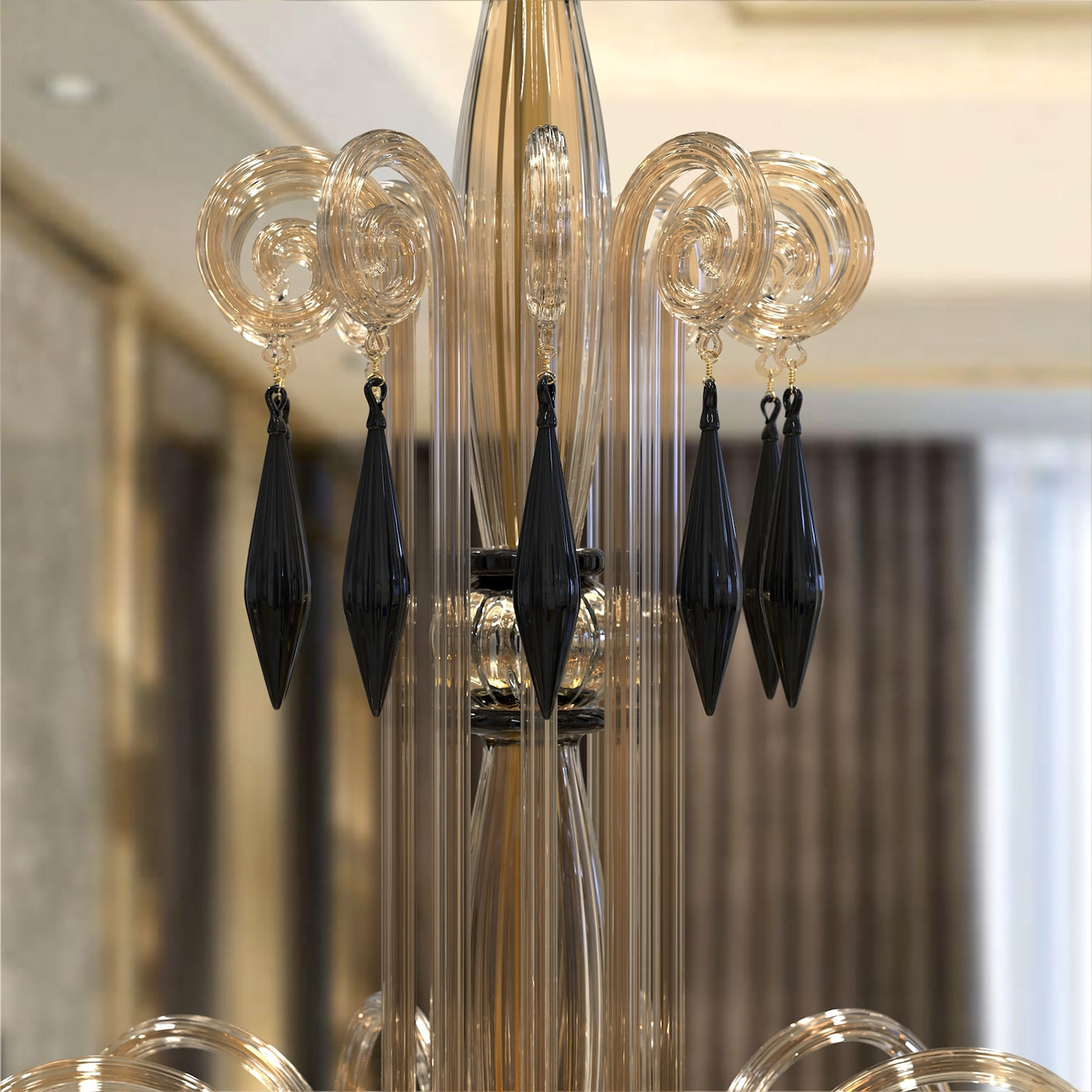 Cellini 16-light Gold Murano Glass Oval Chandelier Piumati | Artemest