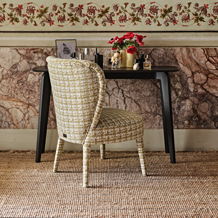 Cloe' Pattern Upholstered Lounge Chair Black Tie | Artemest