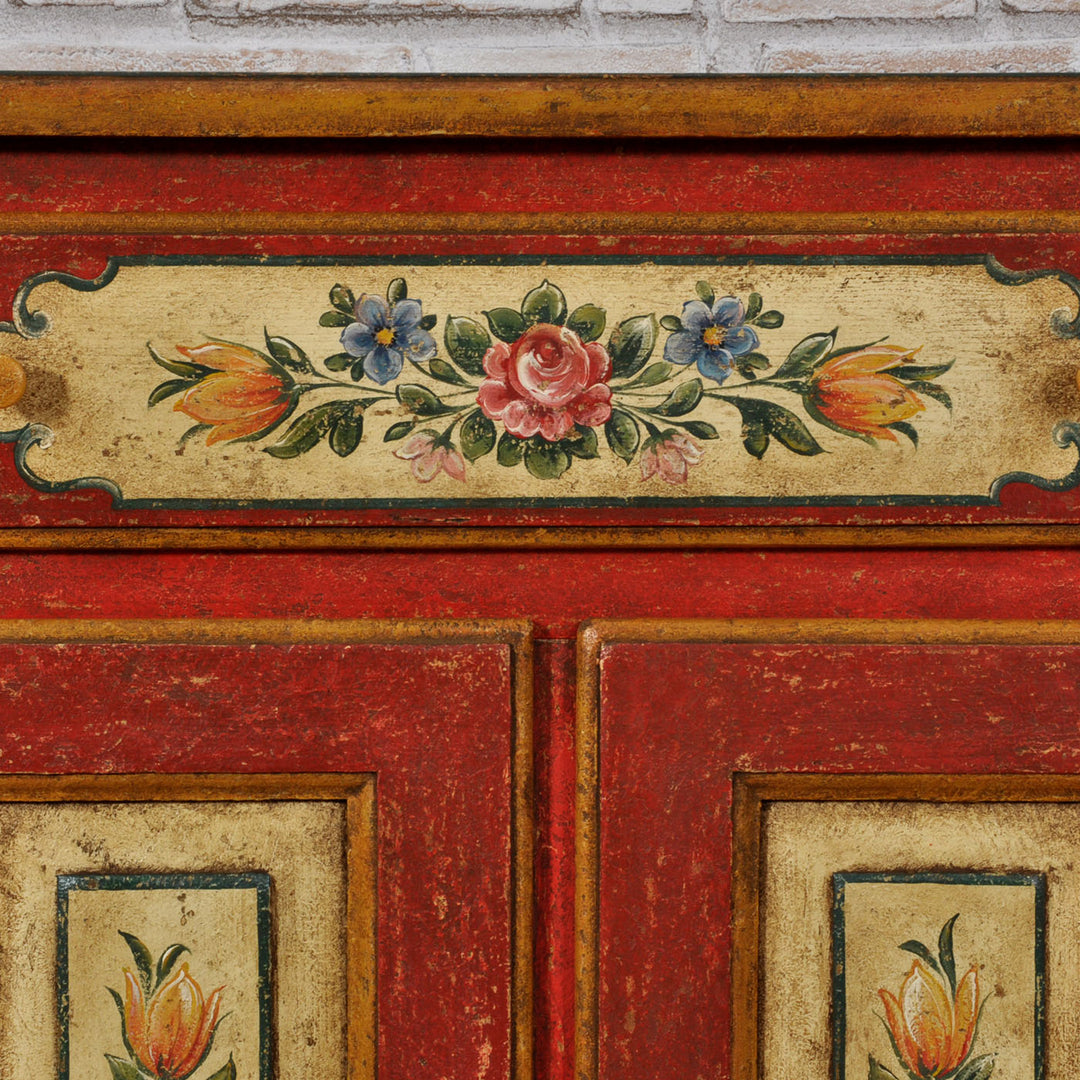 Tirolesi '700 Baroque Tyrolean-Style Red Sideboard Vangelista 1960 ...