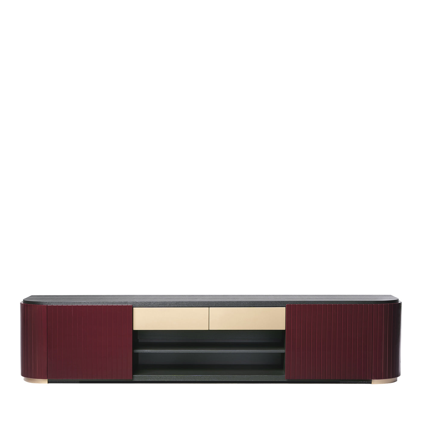 Kota Amaranth & Moka-Finished Ash TV Stand Black Tie | Artemest