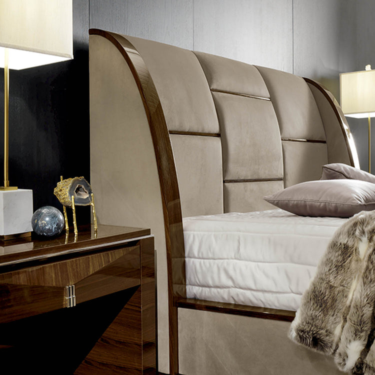 Grace Beige Fabric & Canaletto Walnut Double Bed Franco Bianchini ...