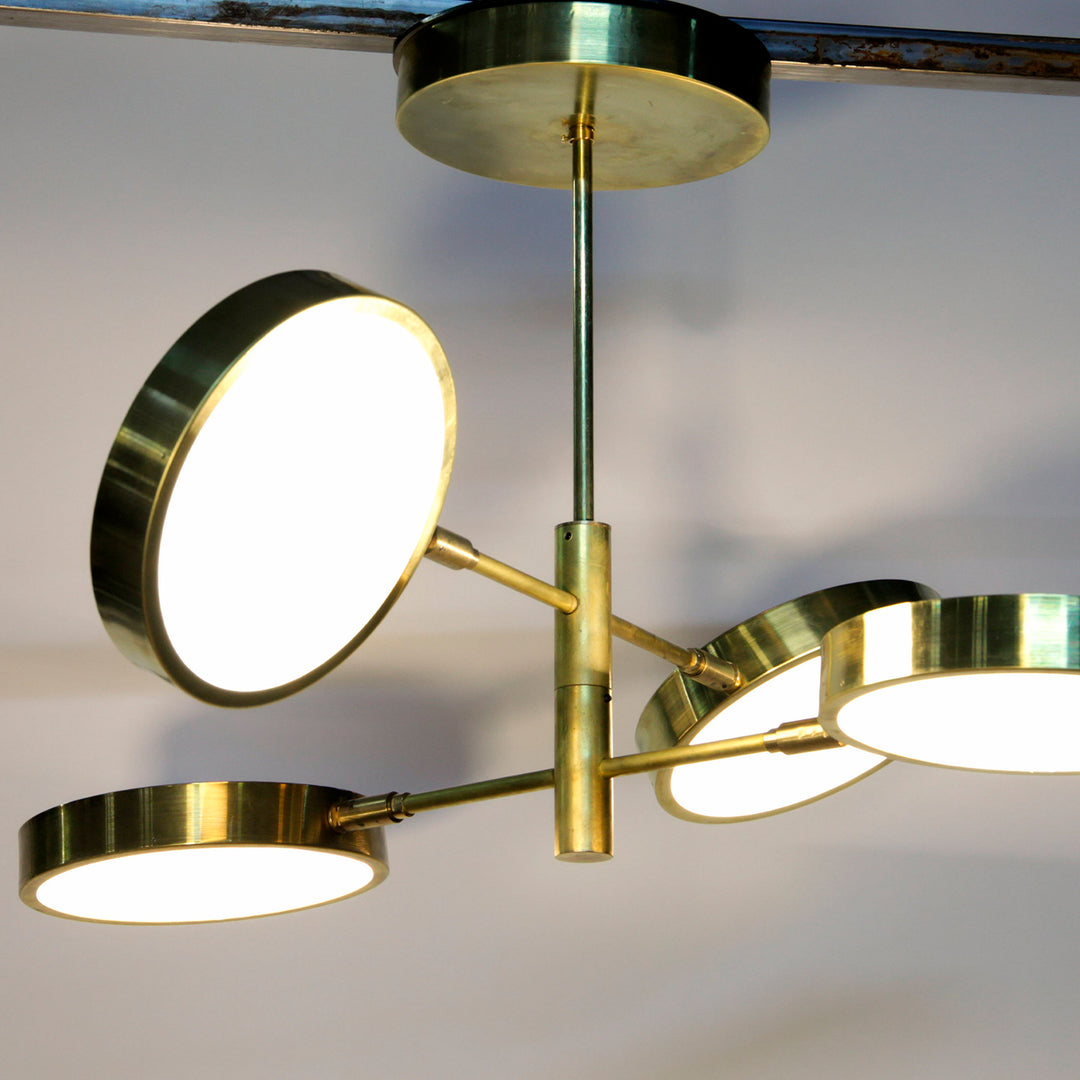 Sistema 4-arms brass and glass Chandelier Silvio Piattelli | Artemest