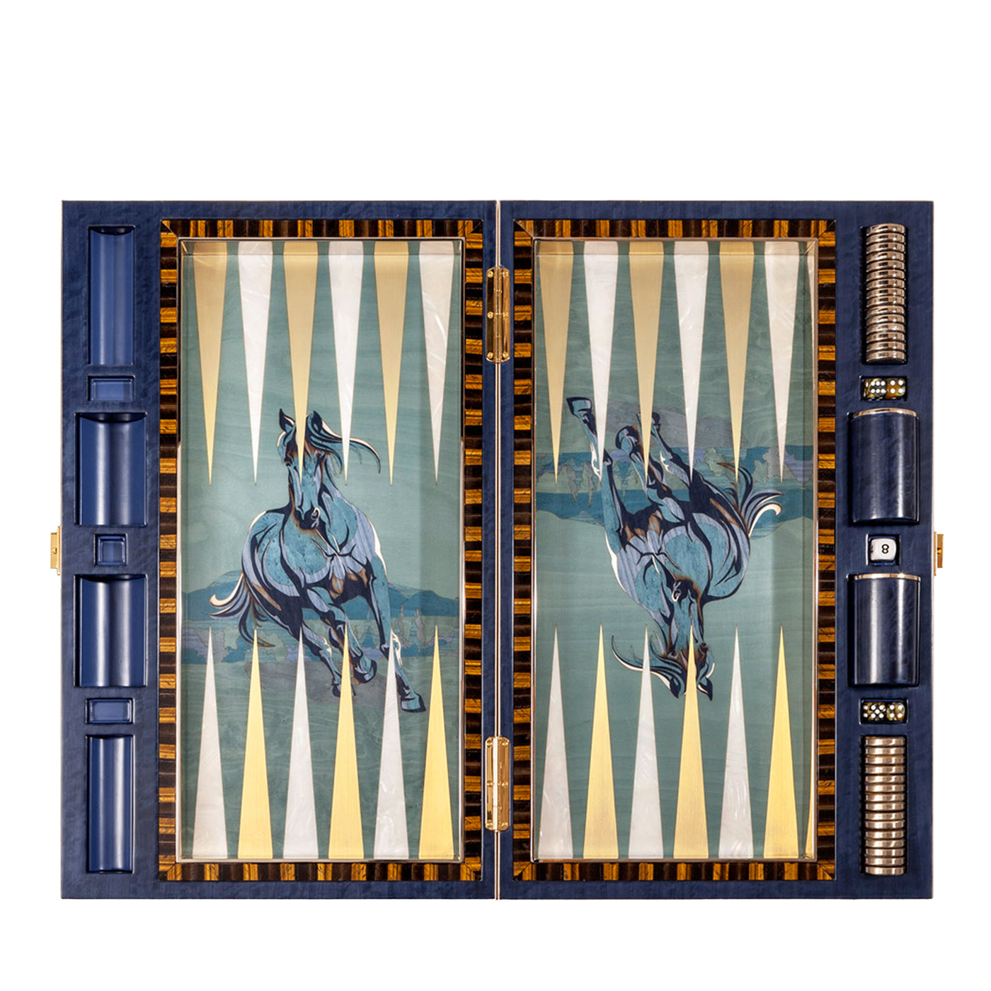 Artistic Inlaid Polychrome Backgammon Set by Fabio Calagna RARO MILANO ...