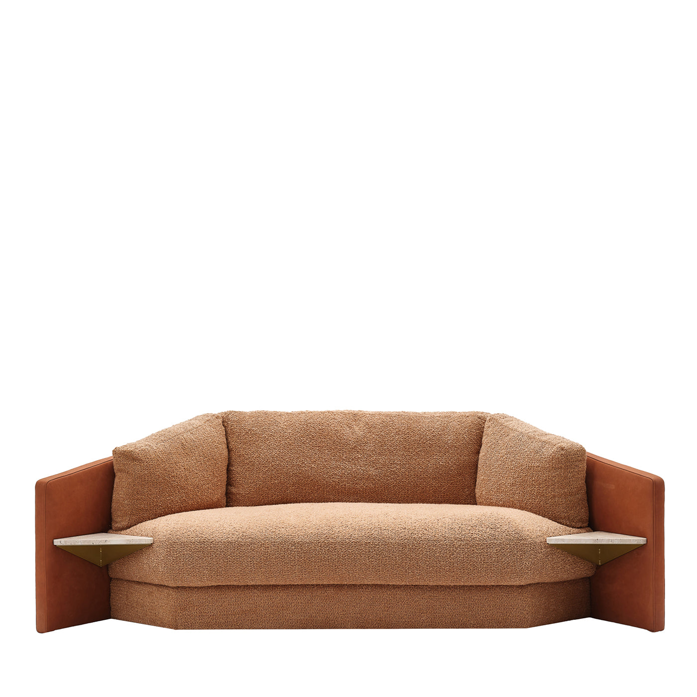 Lilith Brown-Fabric Sofa with Built-In Shelves Black Tie | Artemest