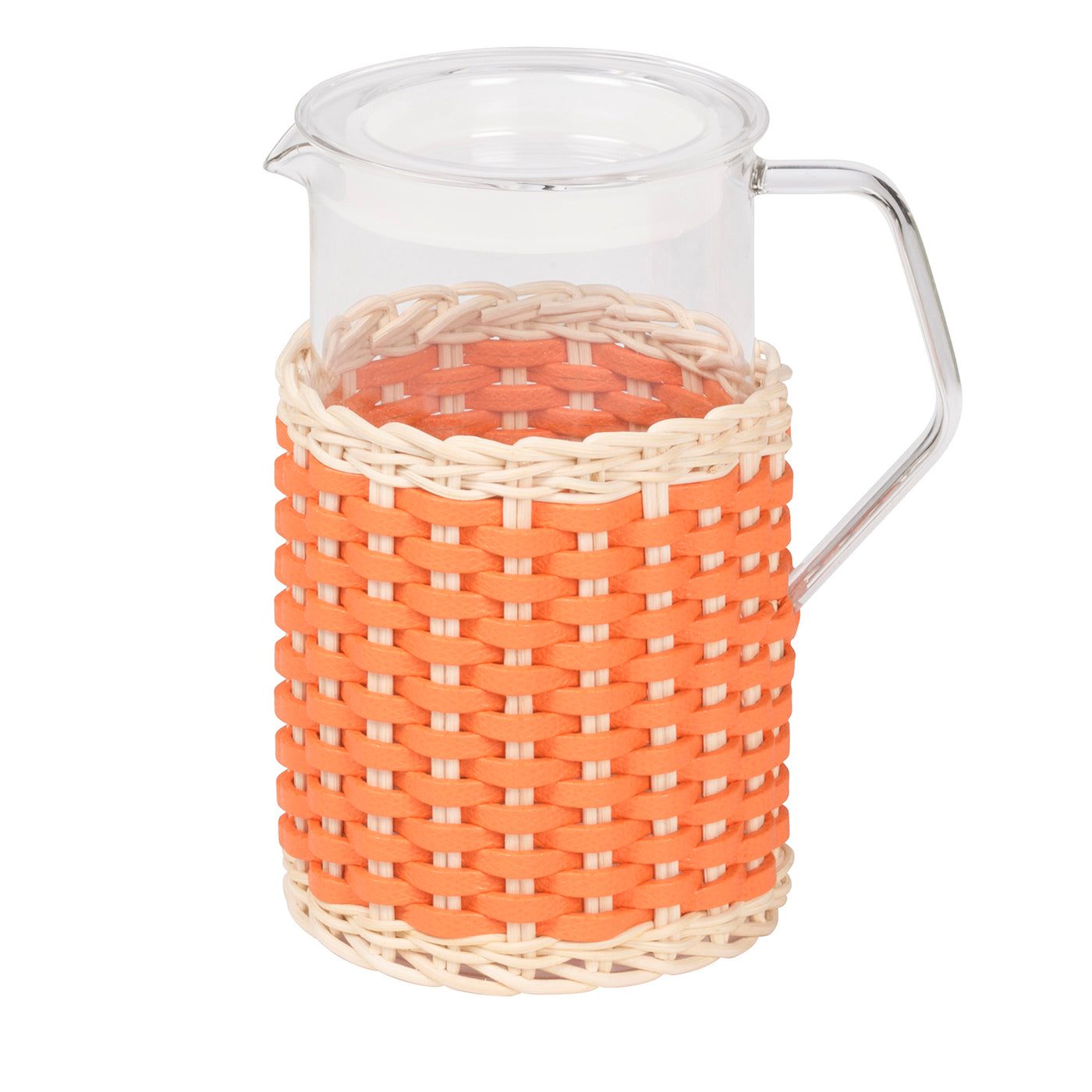 Marseille Leather & Rattan Glass Pitcher - Orange Giobagnara | Artemest