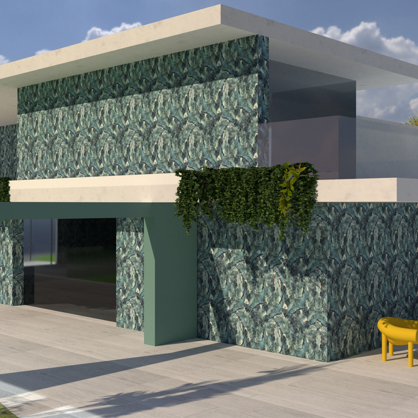 Blue Leaf Facade 22 Outdoor Wallpaper Officinarkitettura | Artemest