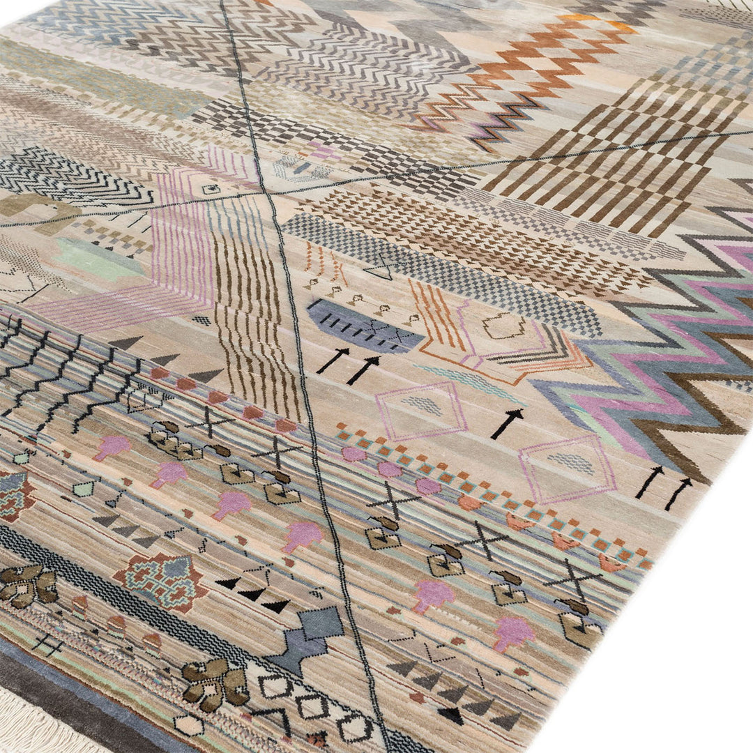 Firangi Manchaha Flax Shadow Gray Hand Knotted Rug Jaipur Rugs | Artemest