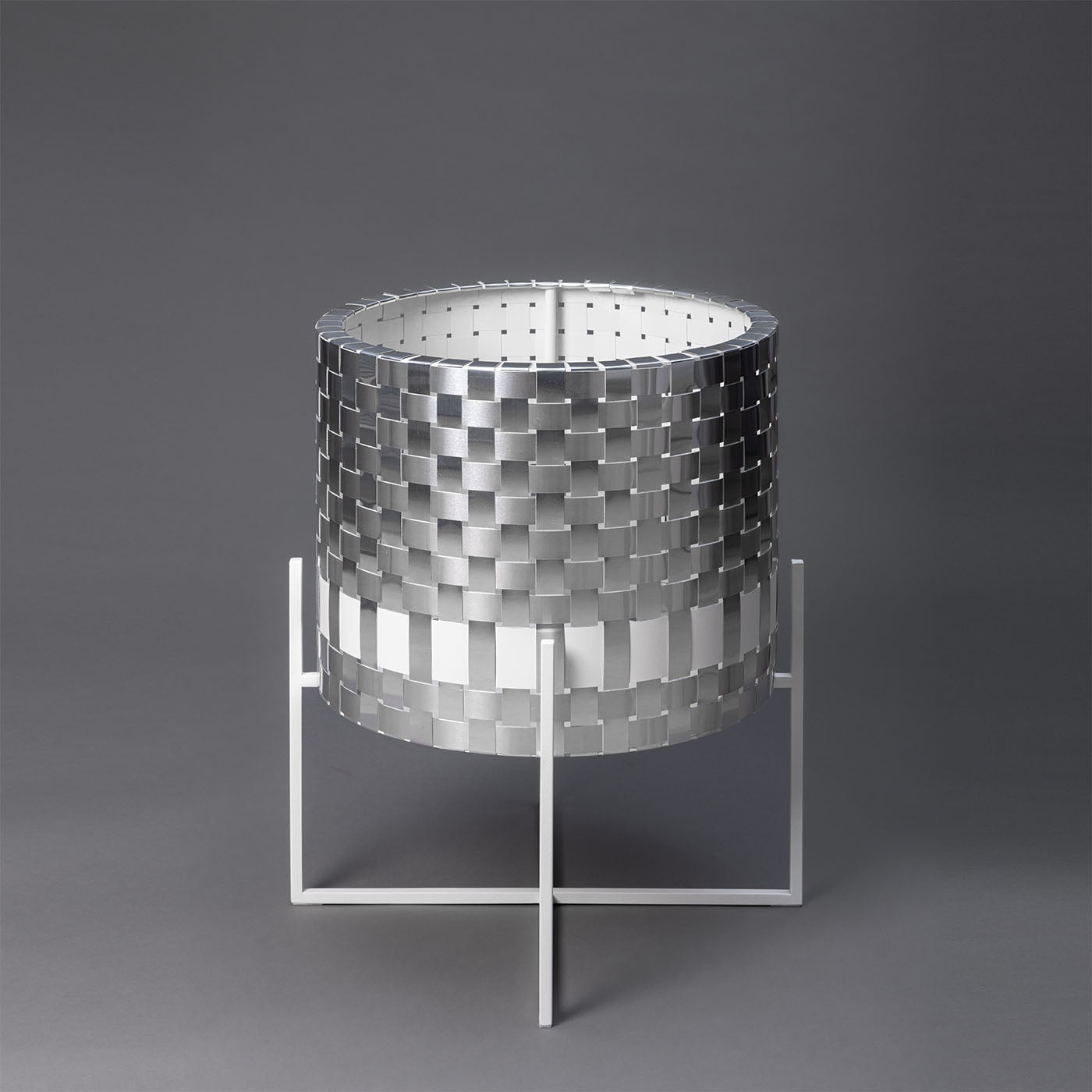 Galatea Silvery Metal Cachepot Splot Design | Artemest