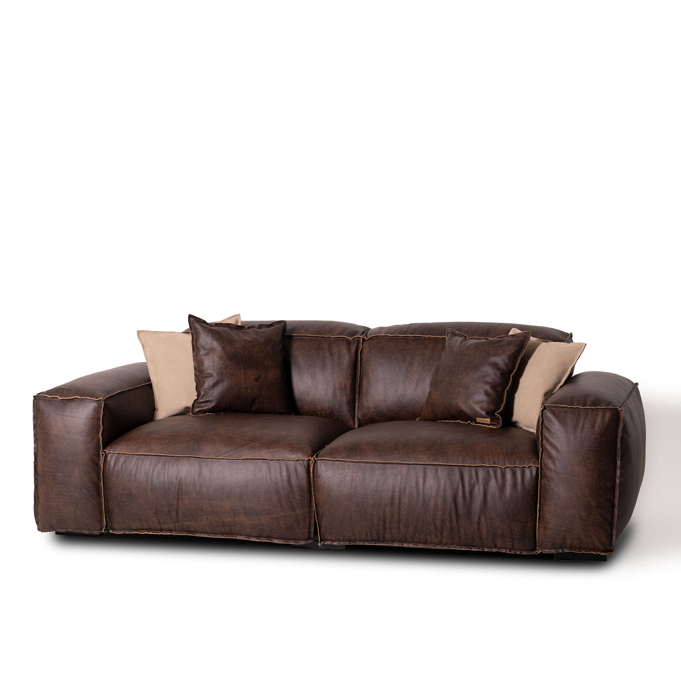Placido brown leather modular sofa Mantellassi 1926 | Artemest