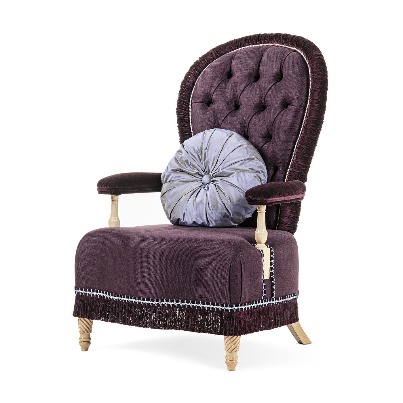 Purple Linen and Velvet Armchair Provasi | Artemest