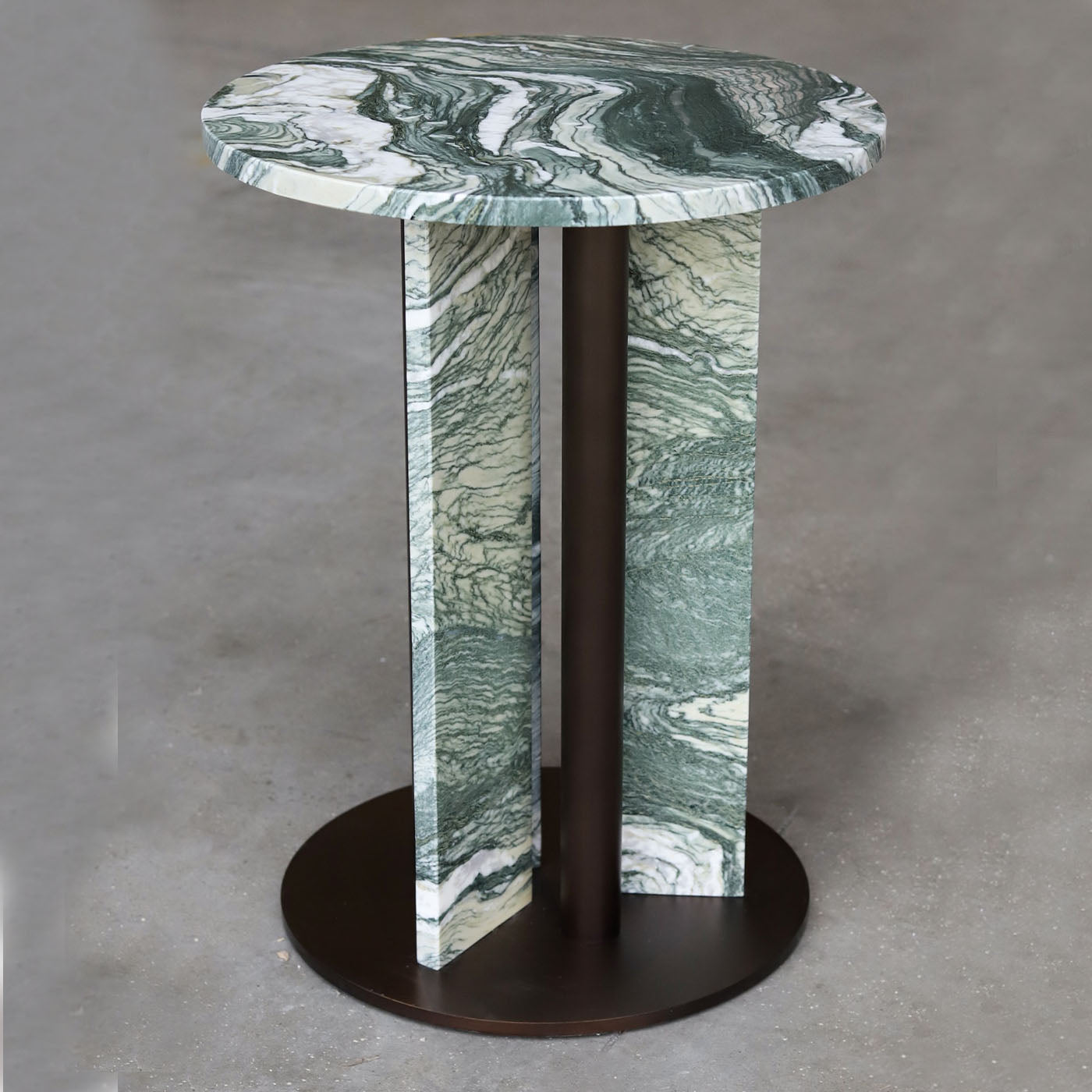 Haru Green Marble With Bronze Finish Metal Base Side Table L'Eccesso | Artemest