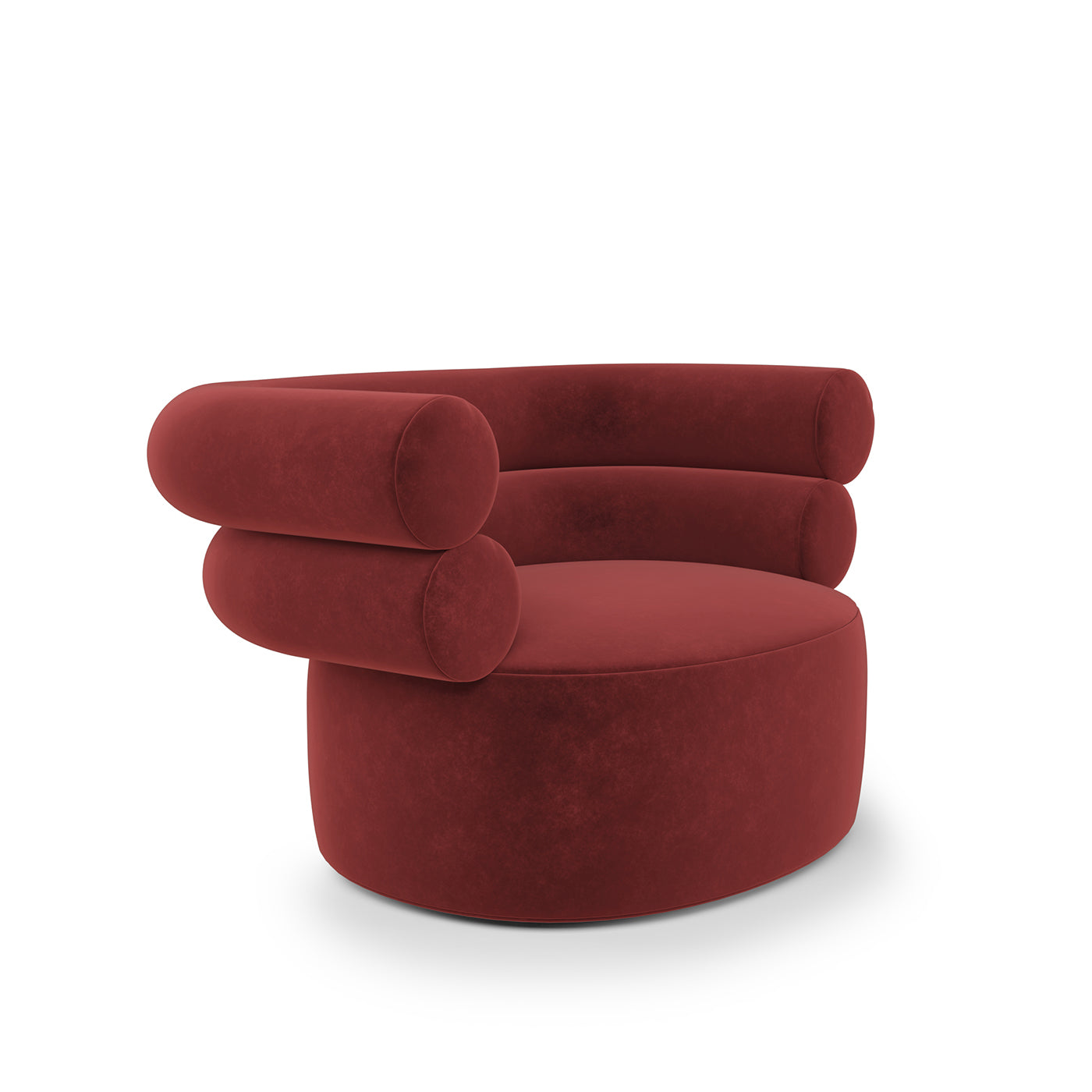 Tube Ruby-Red Velvet Armchair Loopo | Artemest