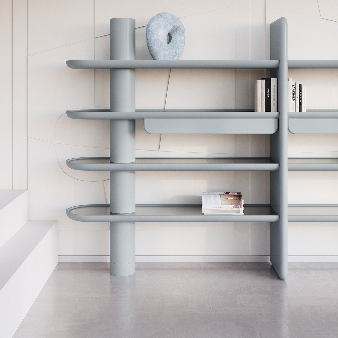 Mina Int4P 4-Shelf Pastel Light-Blue Bookcase Ultramobili | Artemest