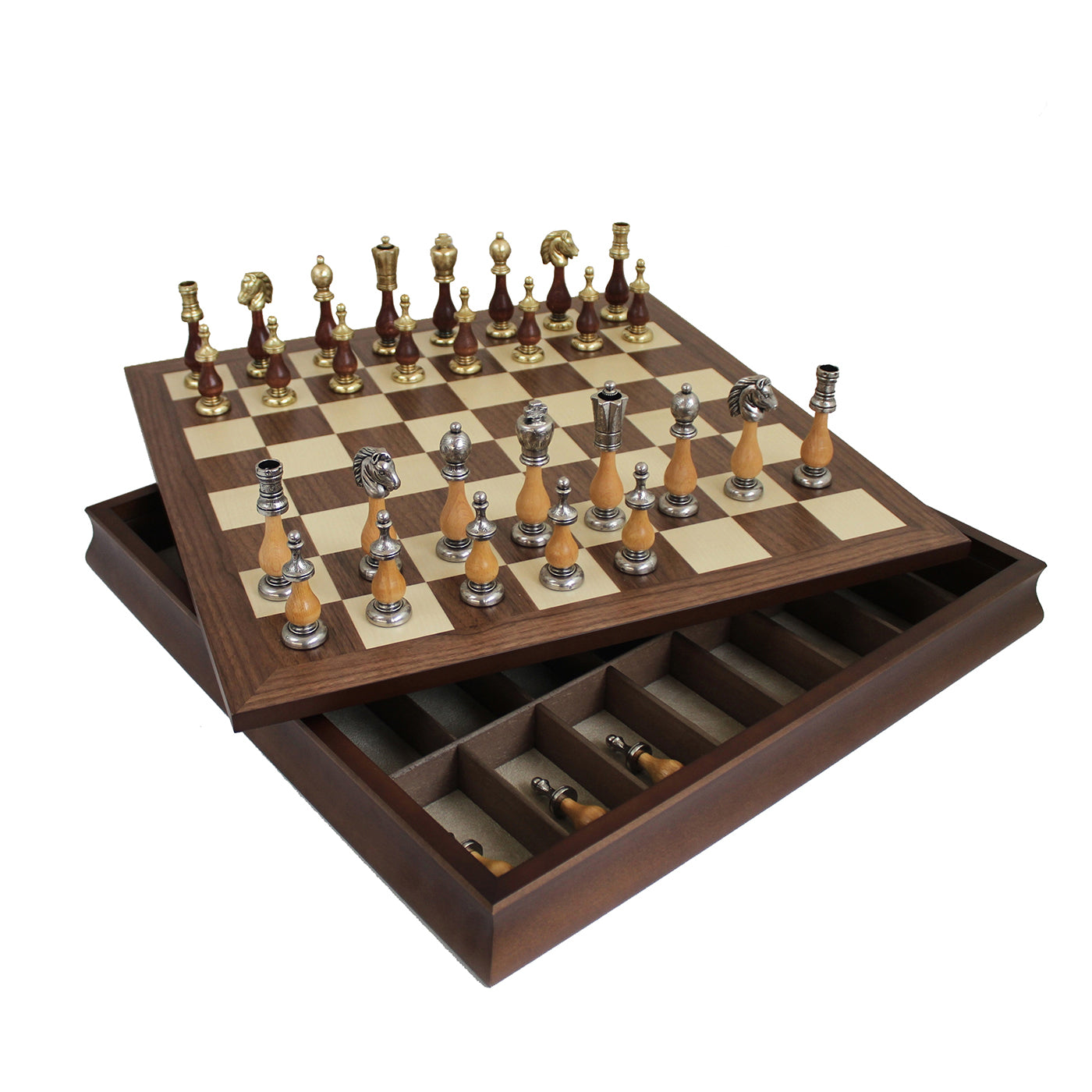 Traditional Italian Chess Set in Walnut Italfama | Artemest