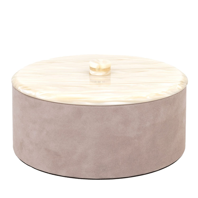 Kelly Large Cylindrical Taupe Box with Lid Pinetti | Artemest