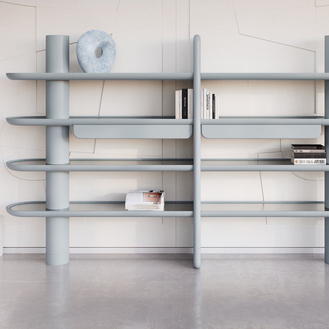 Mina Int4P 4-Shelf Pastel Light-Blue Bookcase Ultramobili | Artemest