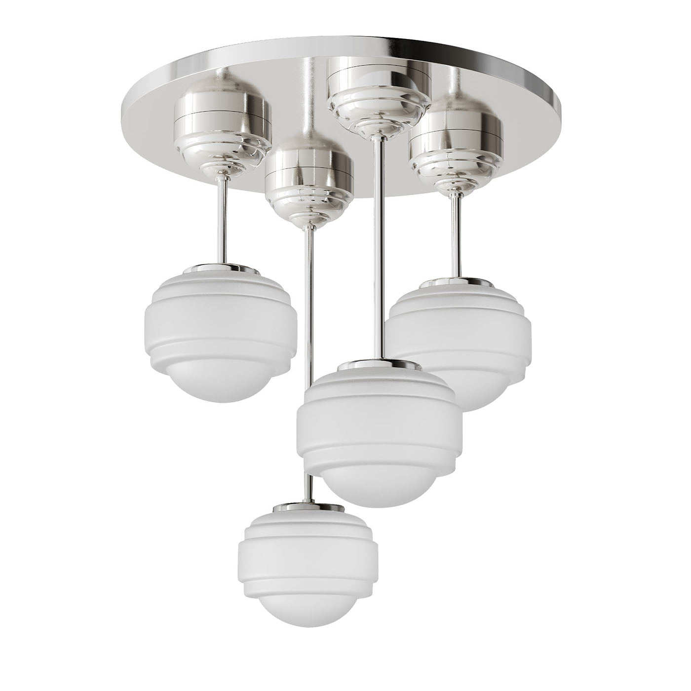 Allure Brass And Glossy White Opal Triplex Glass Chandelier Devon&Devon ...