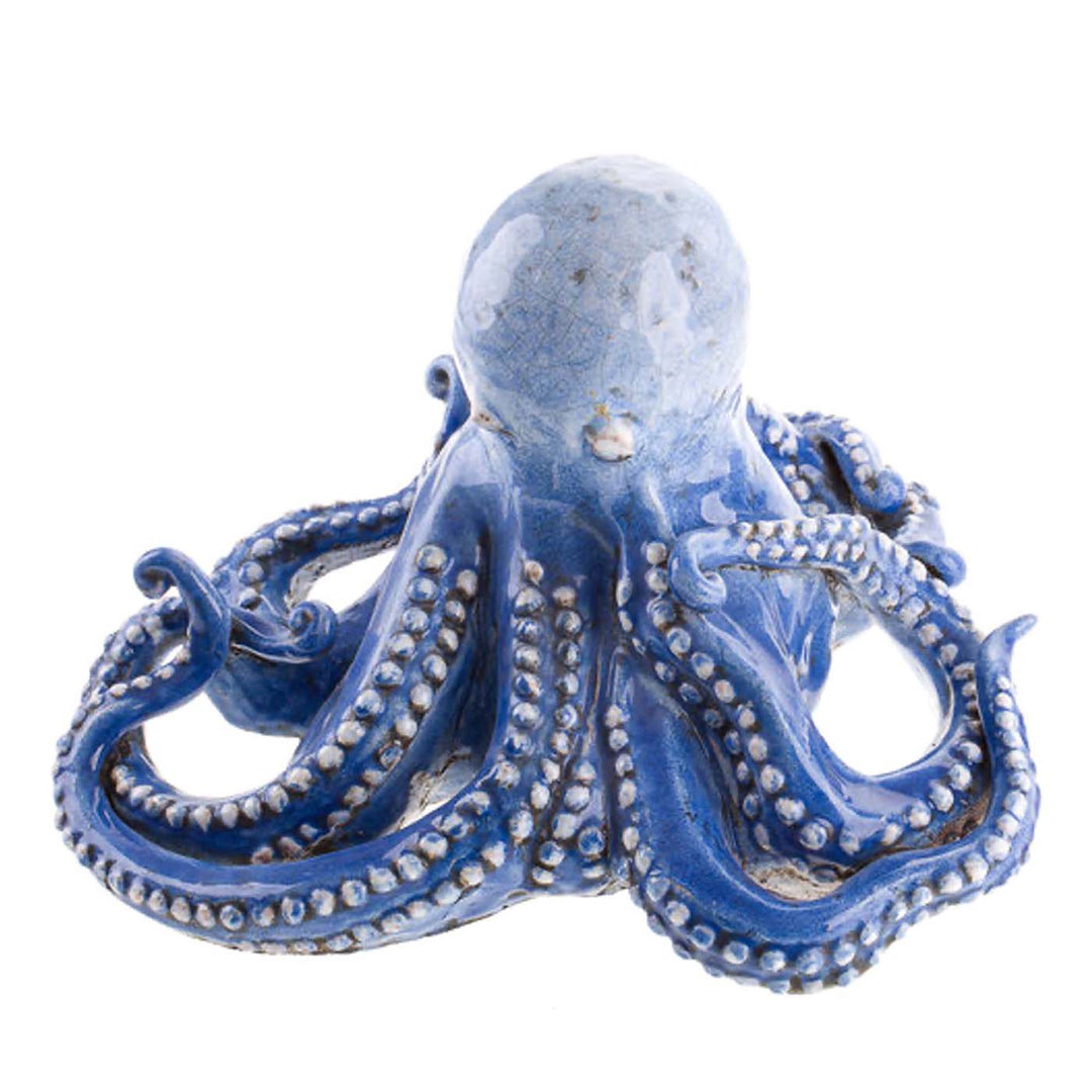 Blue Ceramic Octopus Sculpture Ceramiche Ceccarelli | Artemest