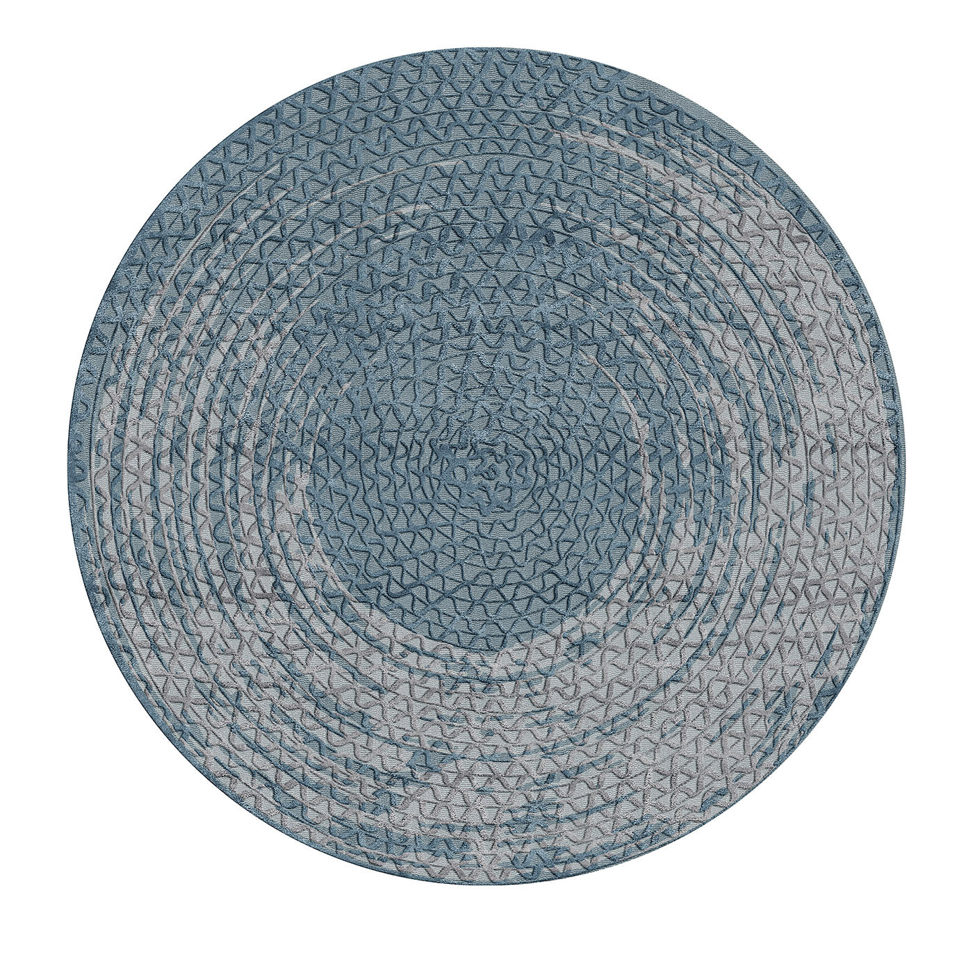Triple Waves Round Blue Rug by Lorenza Bozzoli Ghidini 1961 | Artemest