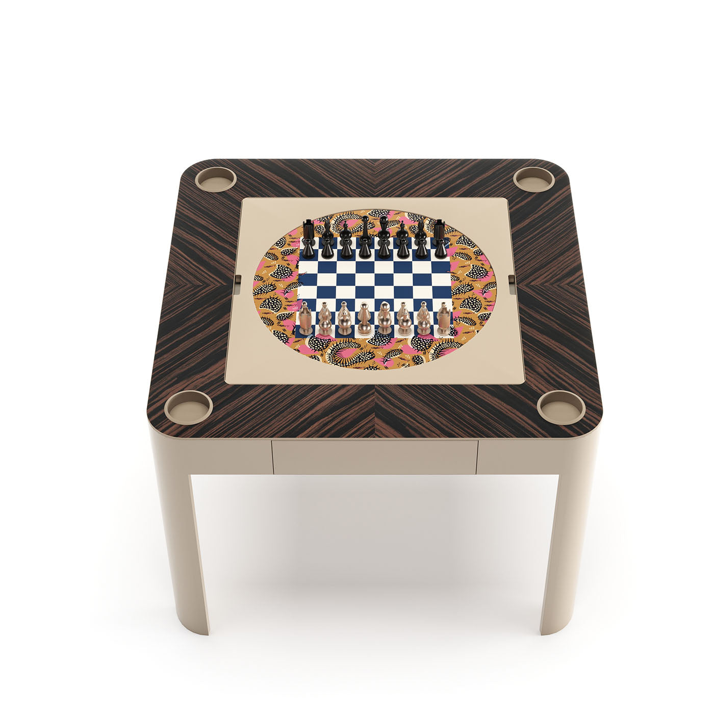 Enigma Glossy Cipria and Canaletto Wood Multigame Table Vismara | Artemest