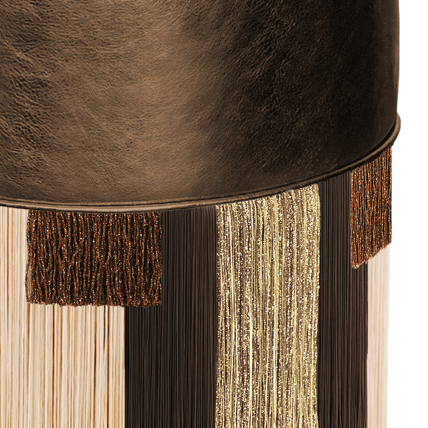 Treasure Brown Metallic Leather Pouf by Lorenza Bozzoli Lorenza Bozzoli ...