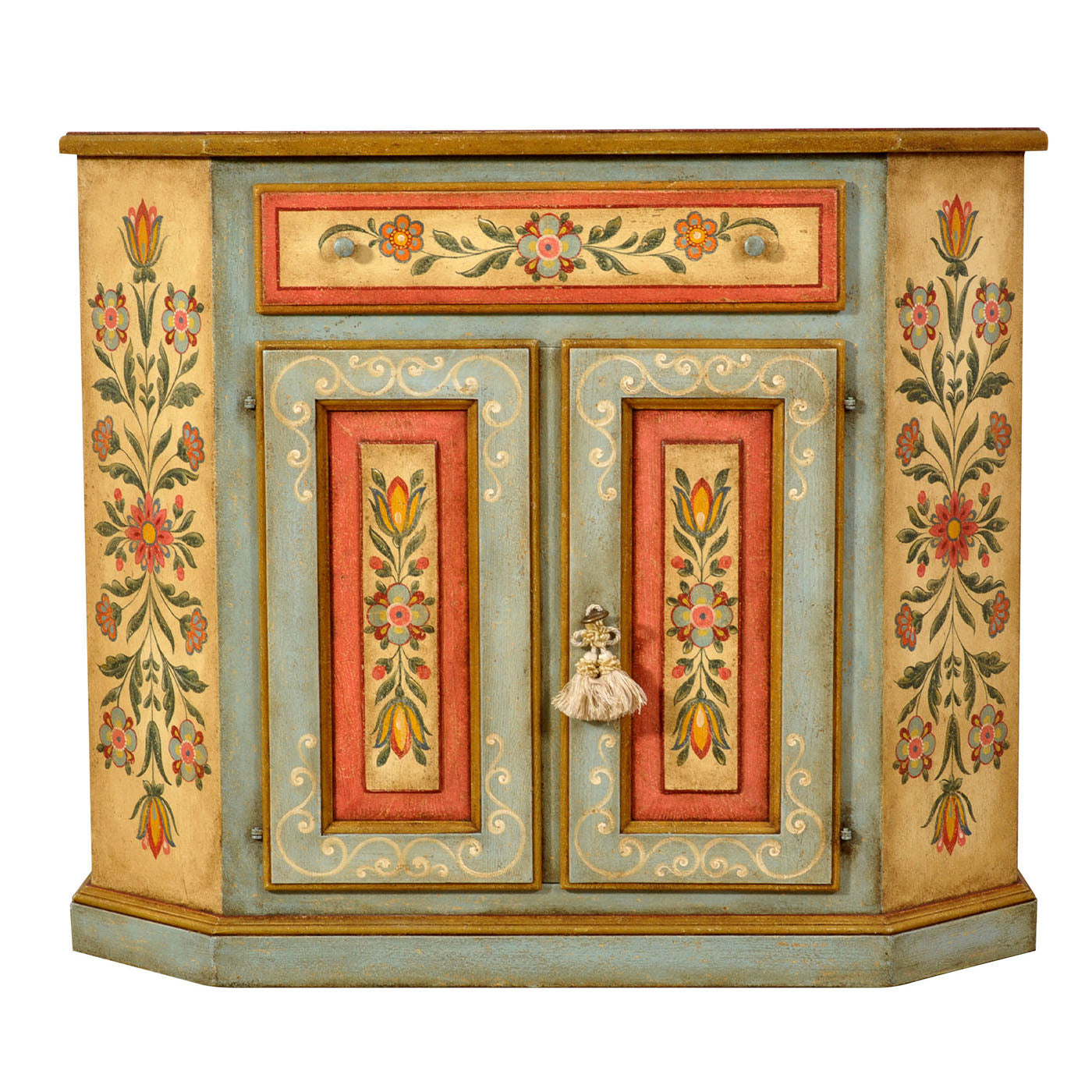 Tirolesi '700 Tyrolean Hand-Painted Sideboard Vangelista 1960 | Artemest