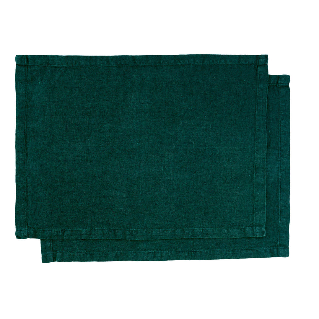Set of 4 Forest-Green Linen Placemats Once Milano | Artemest