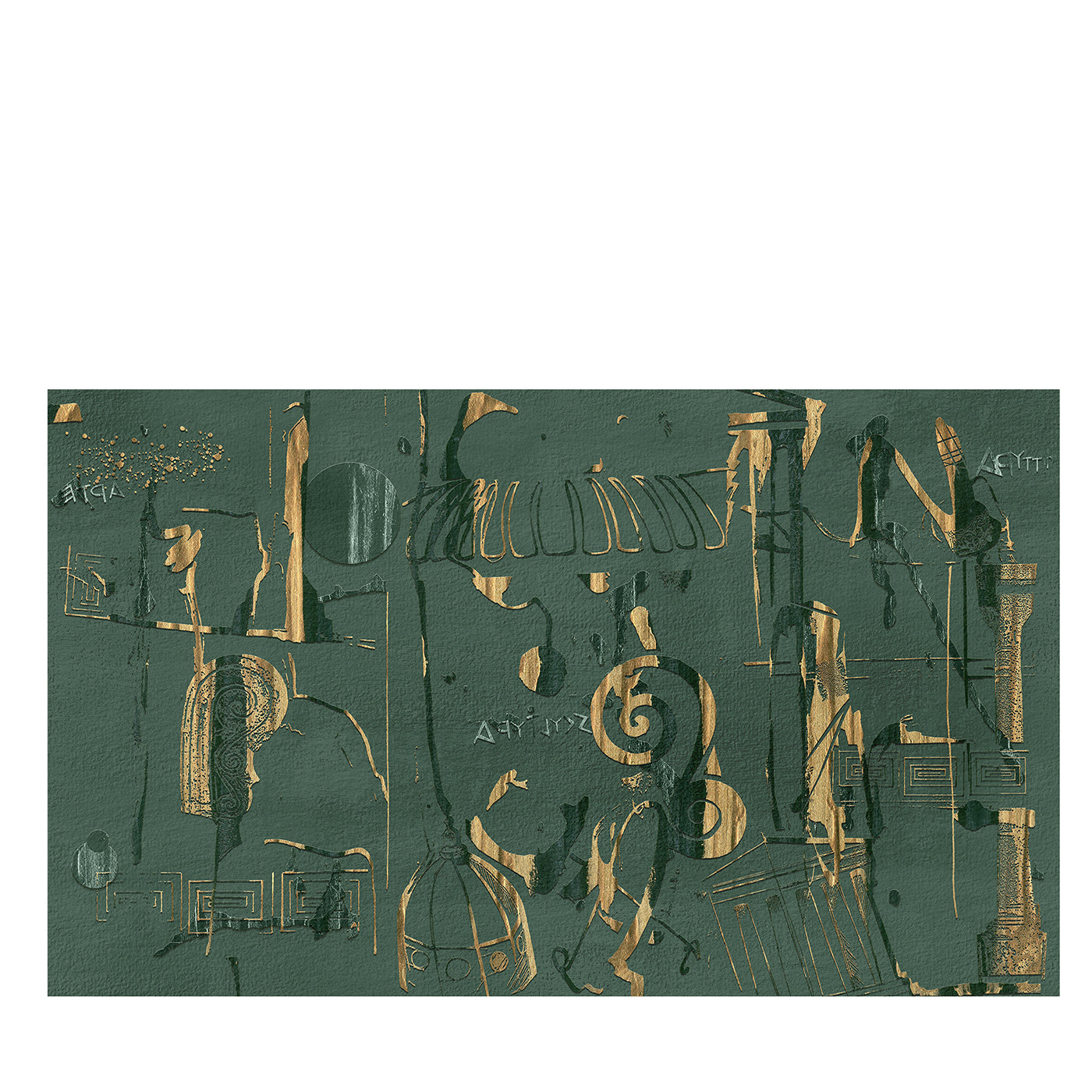 Green greek decoration textured wallpaper Affreschi & Affreschi | Artemest