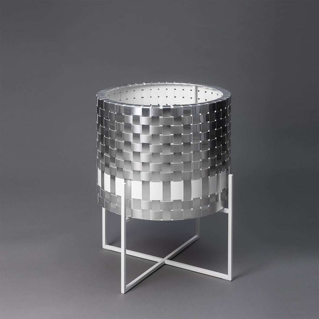Galatea Silvery Metal Cachepot Splot Design | Artemest
