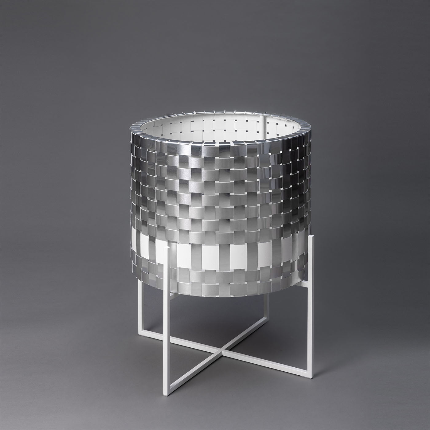 Galatea Silvery Metal Cachepot Splot Design | Artemest