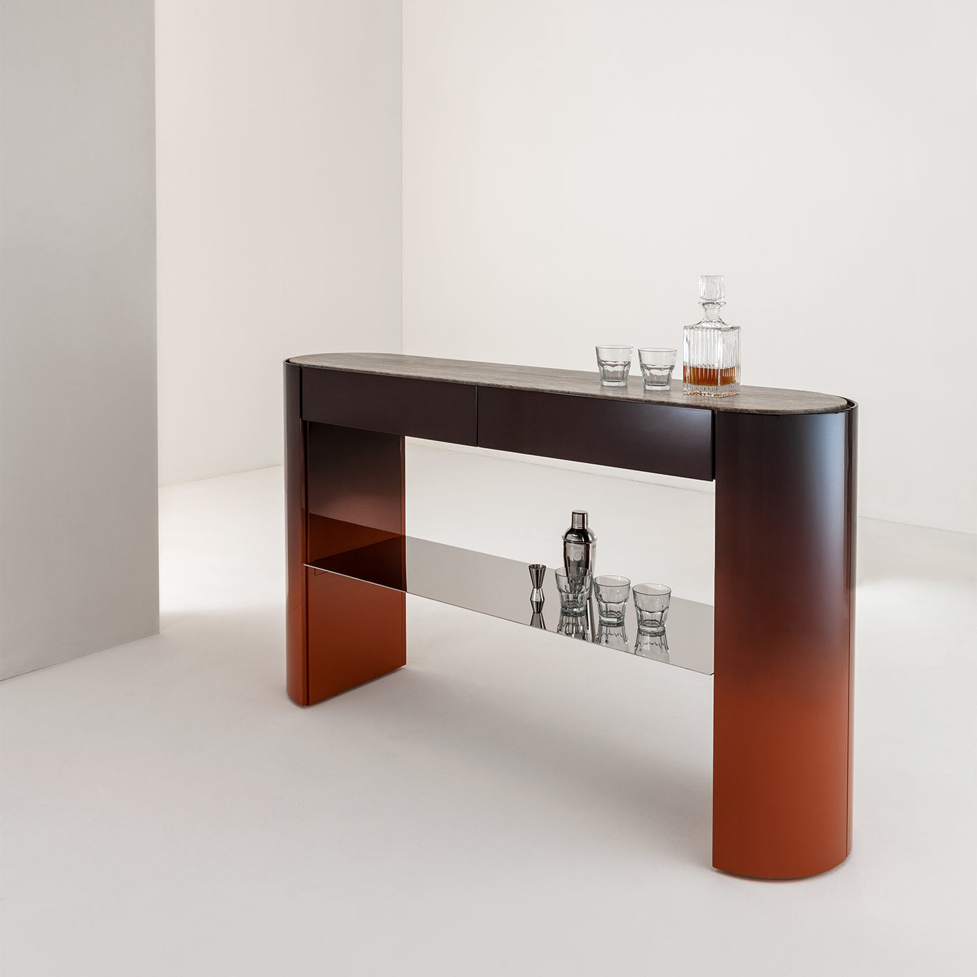 Collectionist Console With Top in Gray Travertine Marble Laura Meroni ...