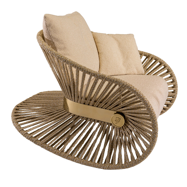 Stankar Beige Fabric And Hempen Rope Outdoor Rocking Armchair ...