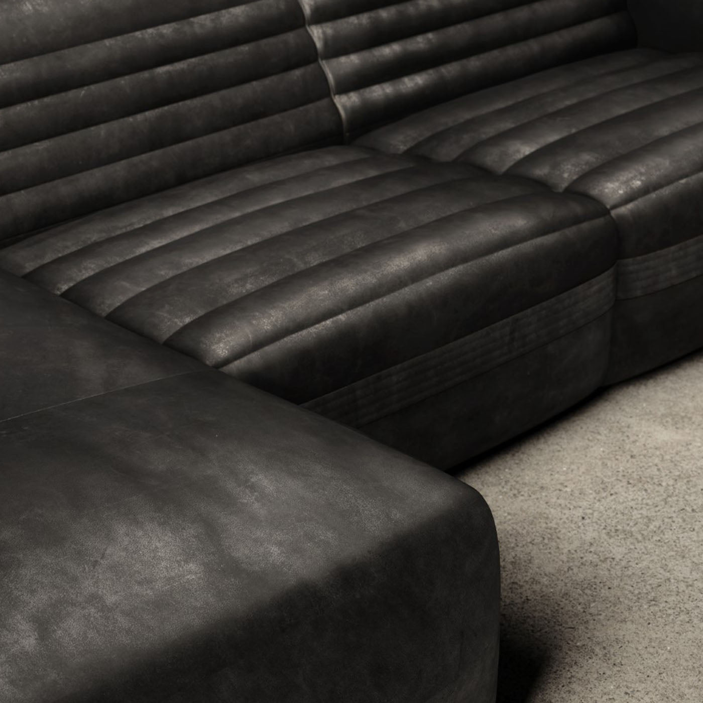 Vicious Modular Leather Black Sofa Giopagani | Artemest