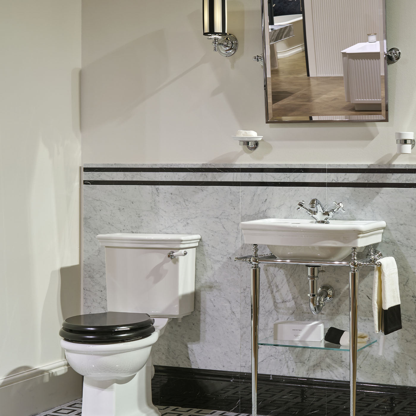 Versailles White Carrara and Black Marquina Marble Boiserie Frame Devon ...