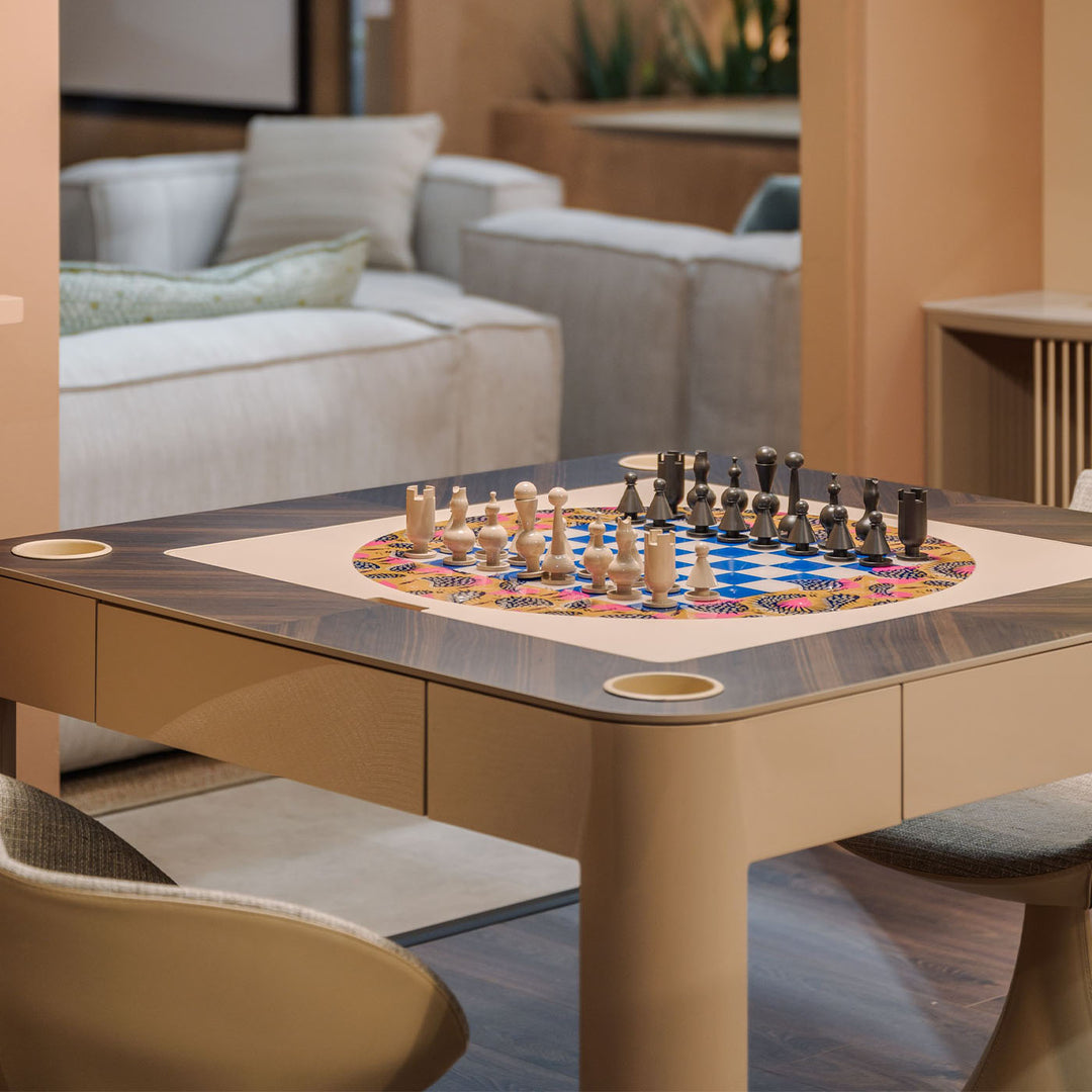 Enigma Glossy Cipria and Canaletto Wood Multigame Table Vismara | Artemest