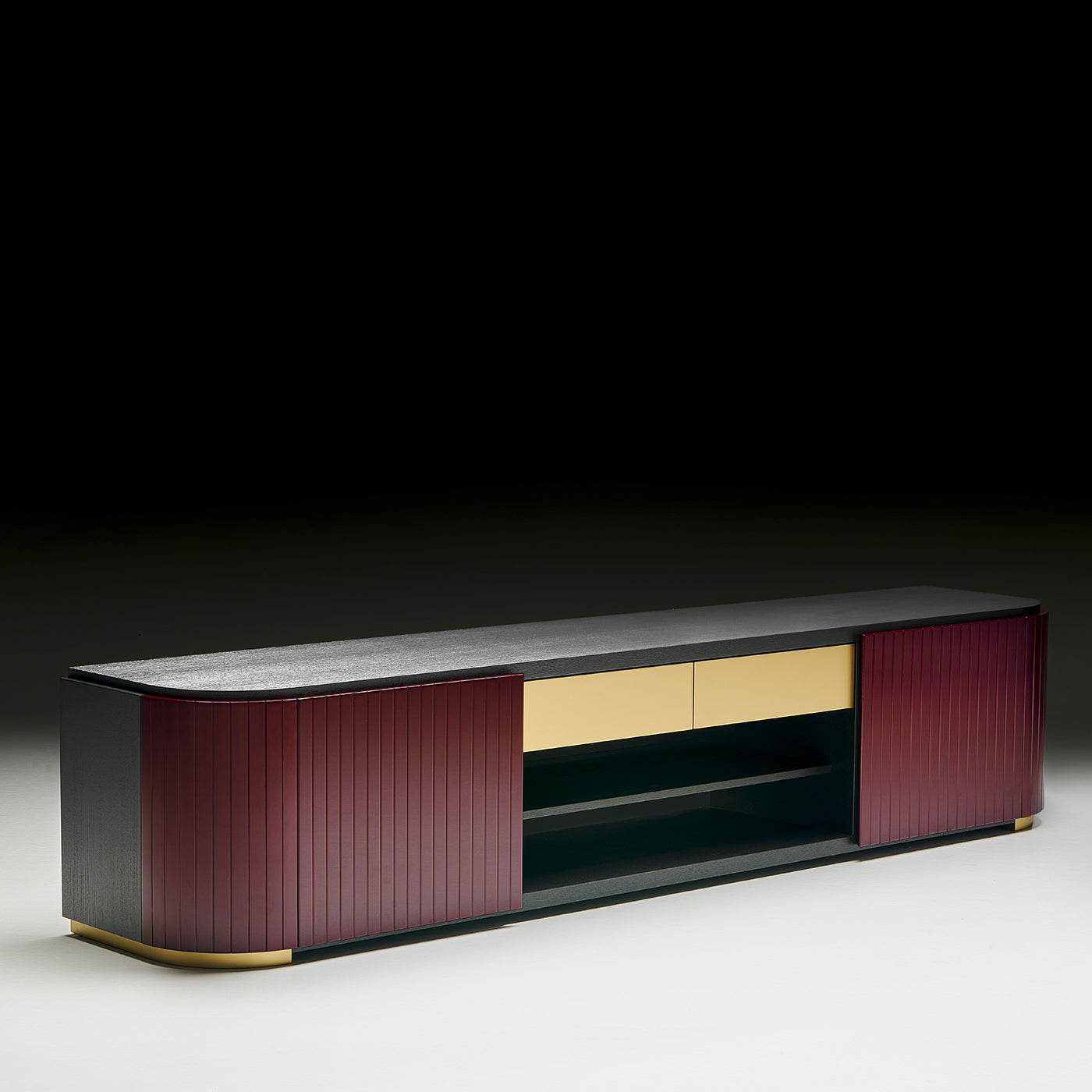 Kota Amaranth & Moka-Finished Ash TV Stand Black Tie | Artemest