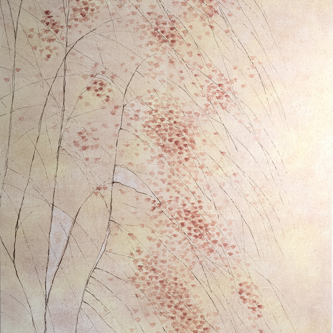 Albero Rosa Hand Painted Wallpaper Fabscarte | Artemest