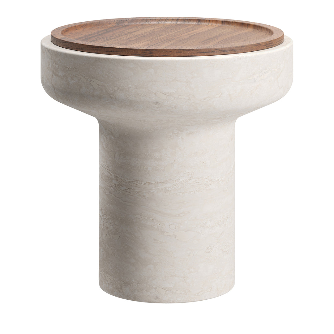 Tivoli Side Table in travertine and walnut by Ivan Colominas MMairo ...