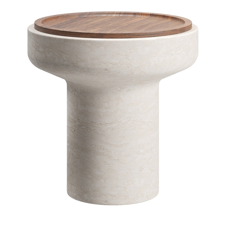 Tivoli Side Table in travertine and walnut by Ivan Colominas MMairo ...