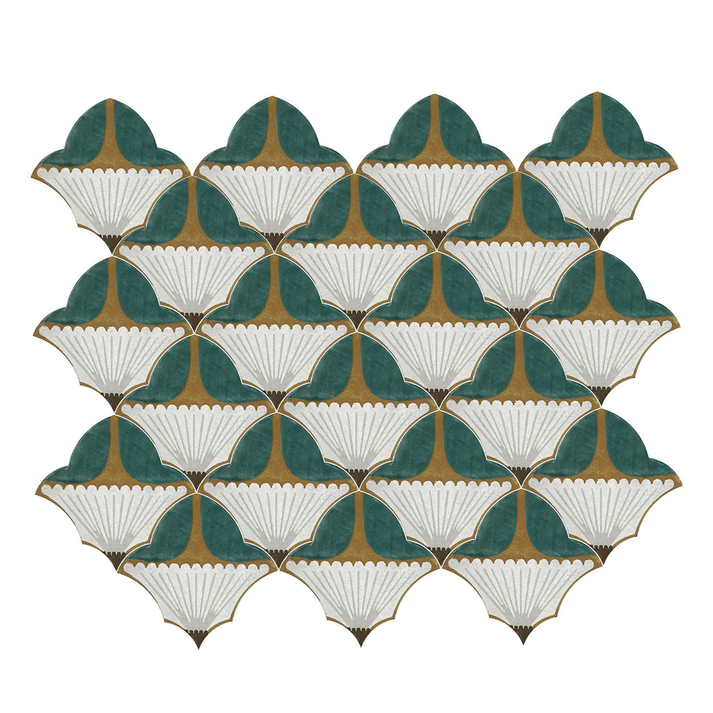 Saffron Green Ceramic Tile Composition with Floral Design Studio Le Nid ...