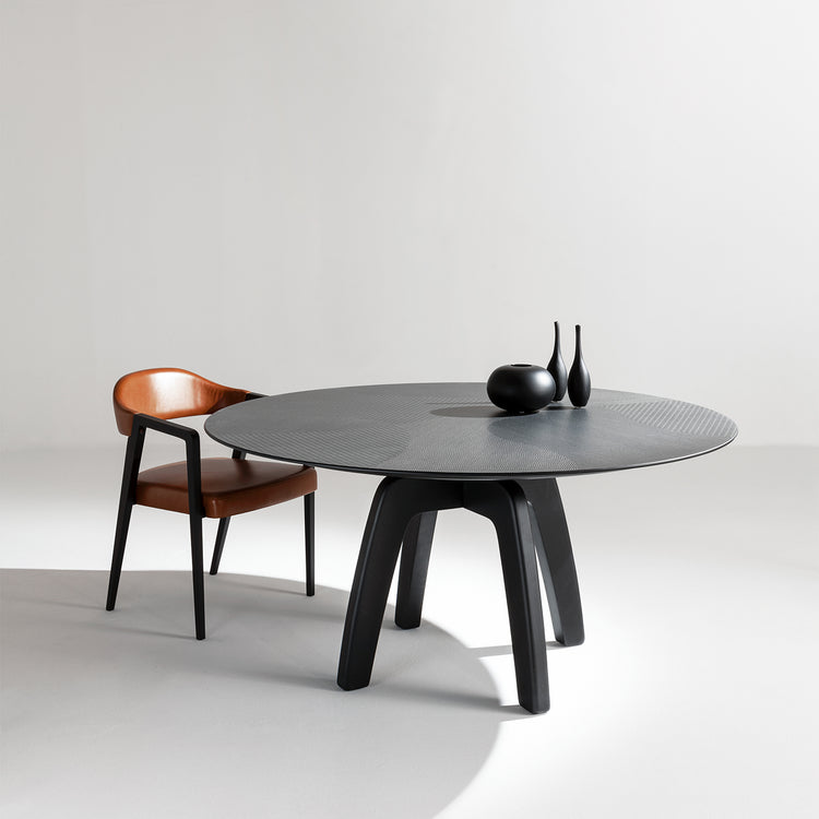 Feel Black Dyed Wood Round Dining Table Laura Meroni | Artemest