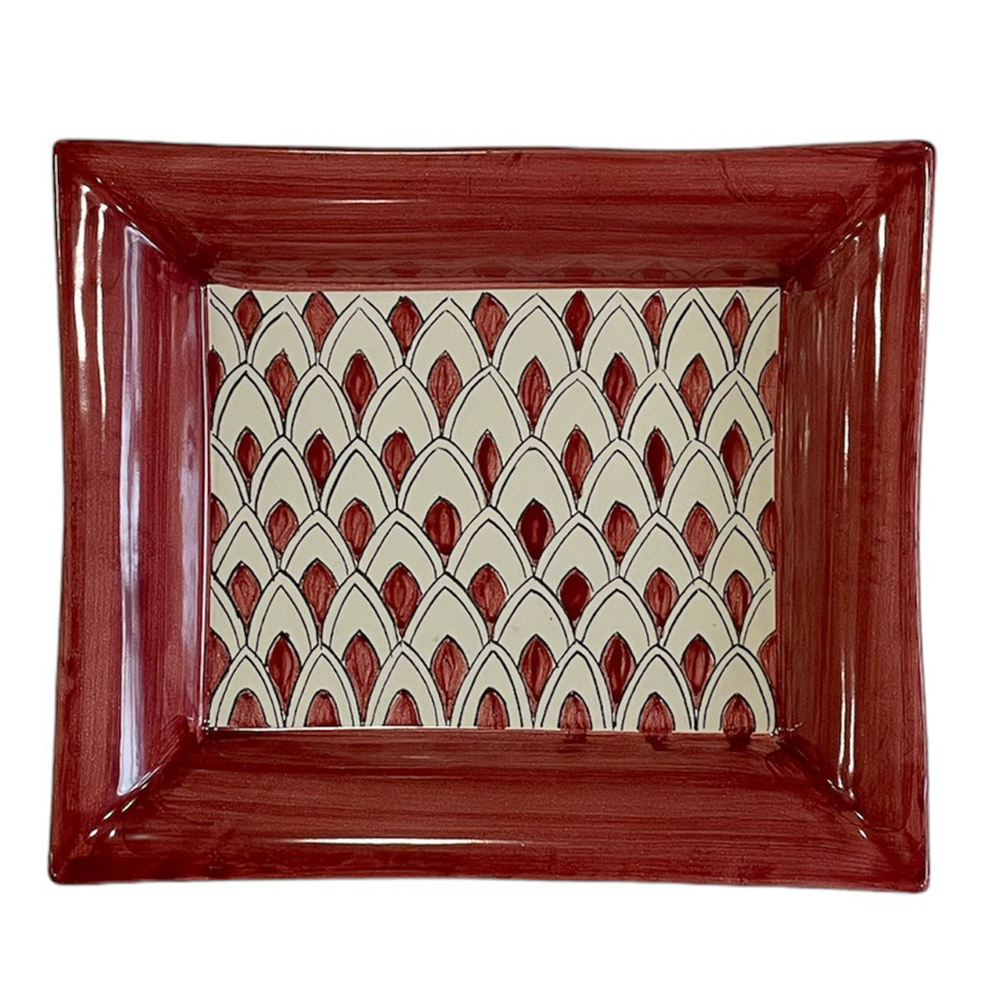 Red with Oval Pattern Vide Poche Lab Design | Artemest