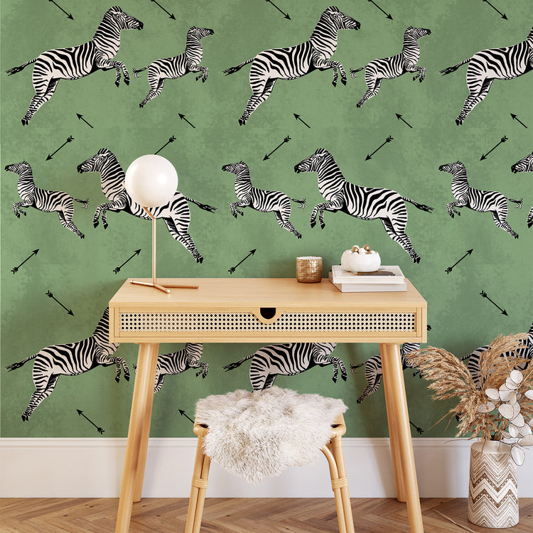 Green Flying Zebra Wallpaper Wallpapers4Beginners | Artemest