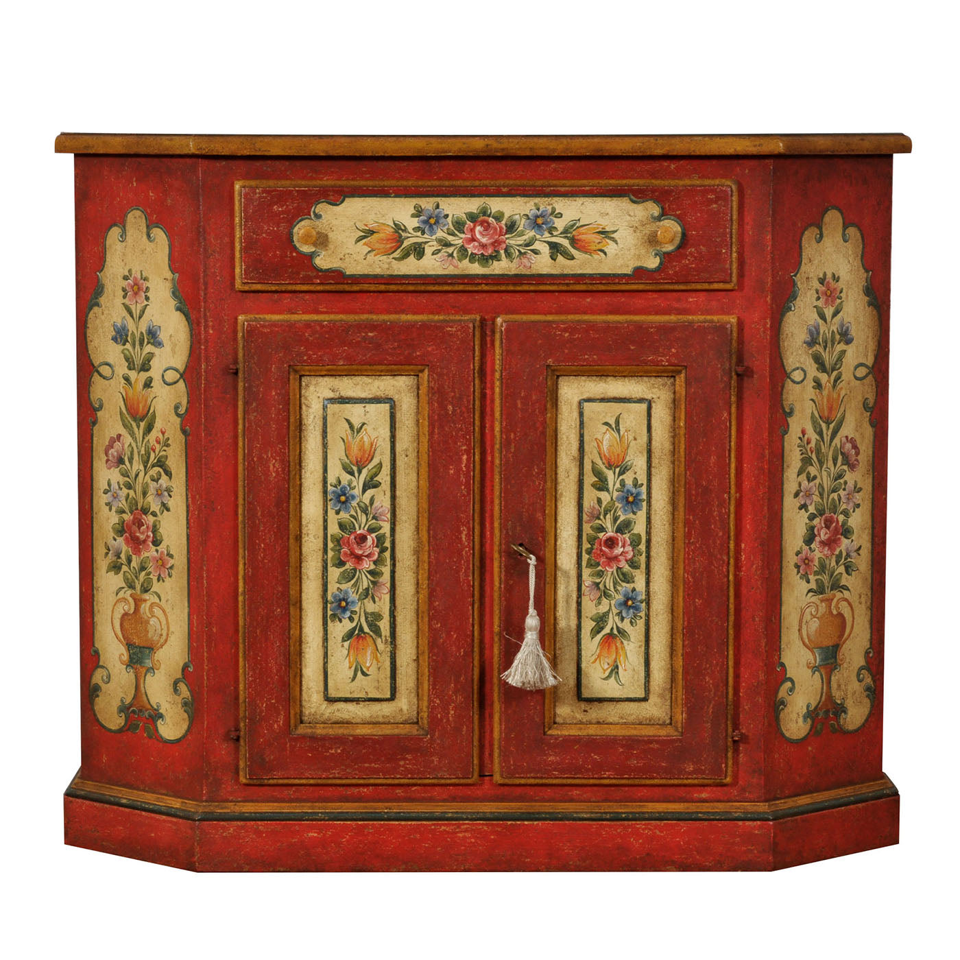 Tirolesi '700 Baroque Tyrolean-Style Red Sideboard Vangelista 1960 ...